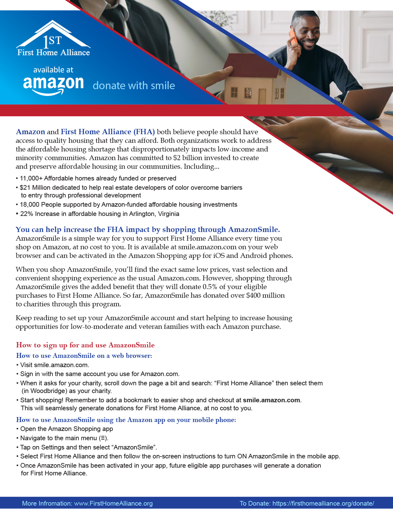 Donate to FHA with Amazon Smile | First Home Alliance